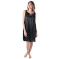 Venice Womens Silky Looking Embroidered Nightgown 06 Medium Black