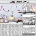 2 Pack 29.5x108 Inch Silver Foil Tinsel Fringe Table Skirts, Disposable ...