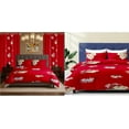 9 Pcs Floral Bedding Set with Curtains, Red Bedspread and Pillowcase ...