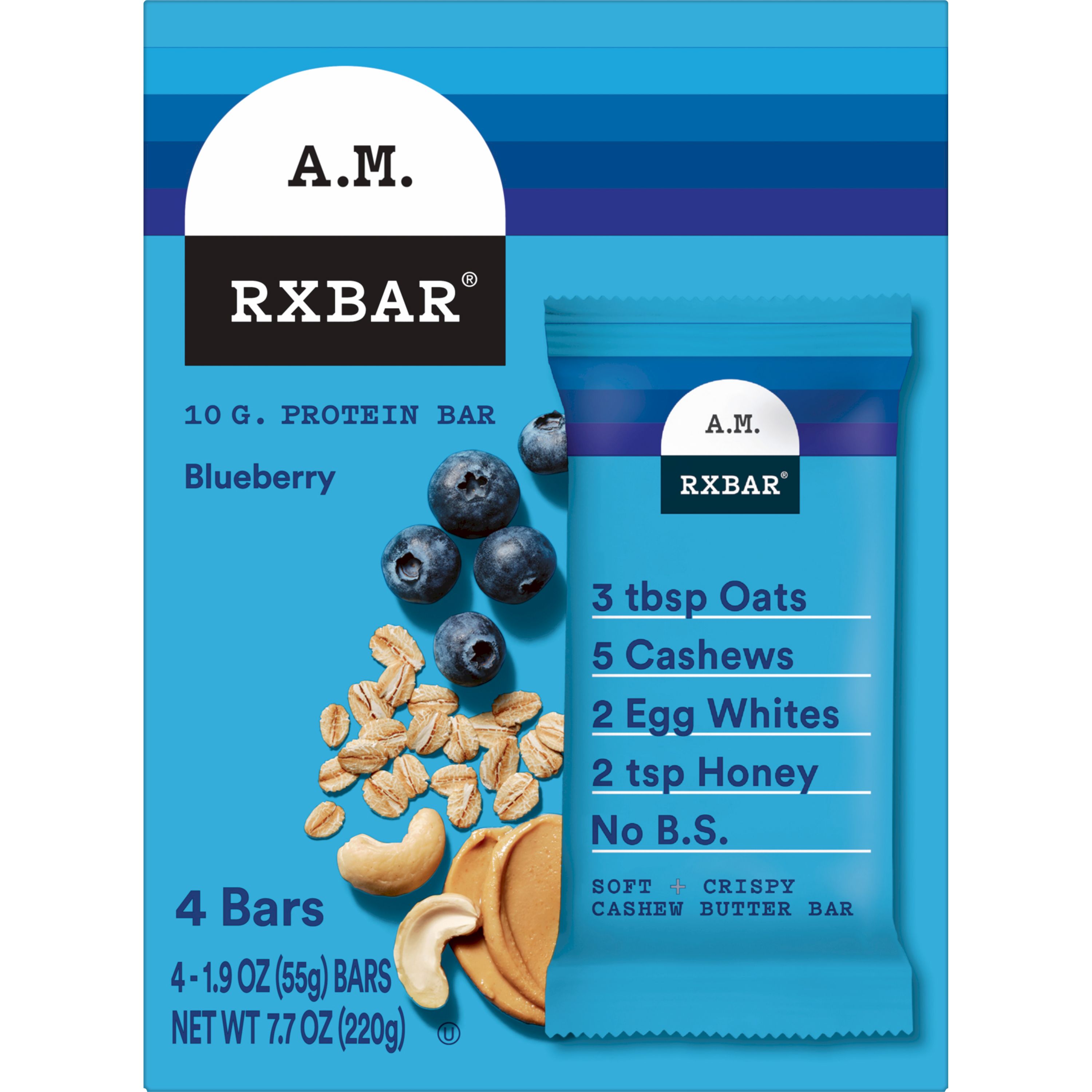 RXBAR A.M. Protein Bars, Blueberry, 7.7 oz, 4 Count