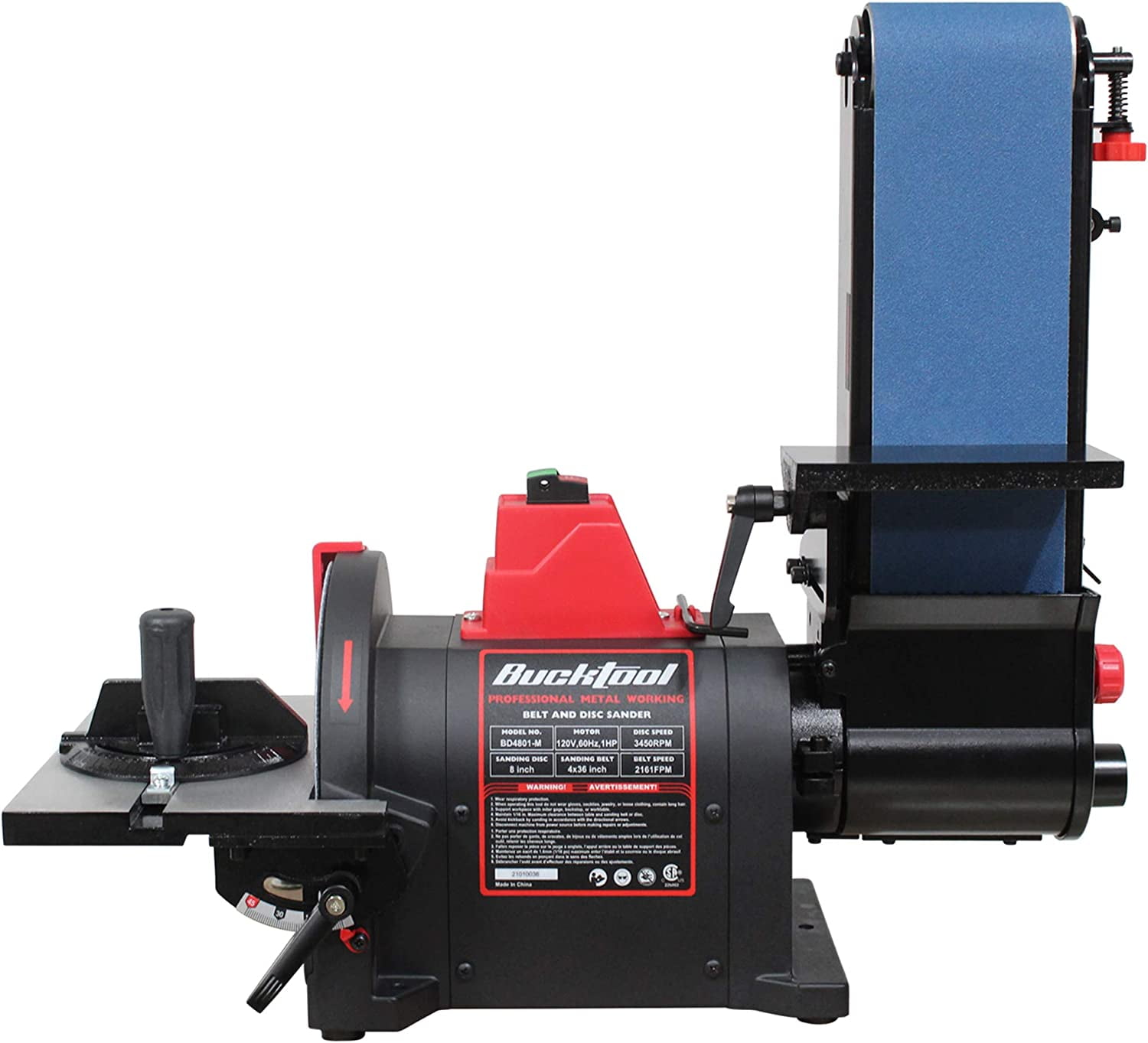 BUCKTOOL Bench Belt Sander for Metal 4 in. x 36 in. Belt and 8 in. Disc ...
