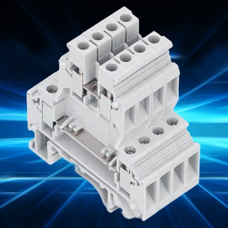 Fyydes 100Pcs DIN Rail Mount Terminal Dual Row Copper Rail Wiring Terminals Block 500V 32A UKK‑5 ...