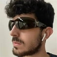 Trendy Y2k Sunglasses Women Men Wrap Around Rimless Sunglasses Cyber