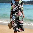 QUNYINEY Short Sleeve Summer Dresses for Women Flower Casual Midi A ...