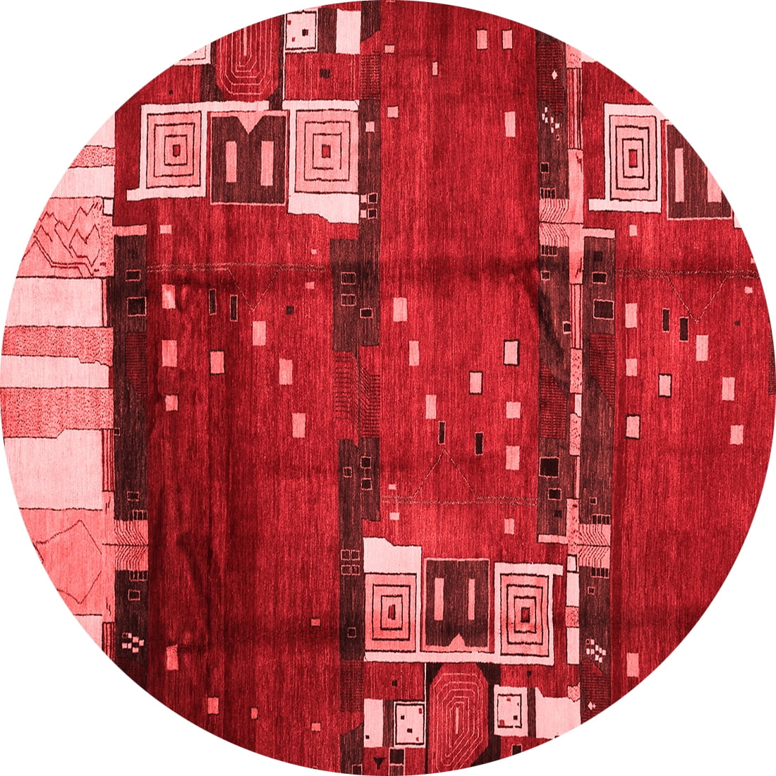 Ahgly Company Indoor Round Abstract Red Contemporary Area Rugs, 6 ...