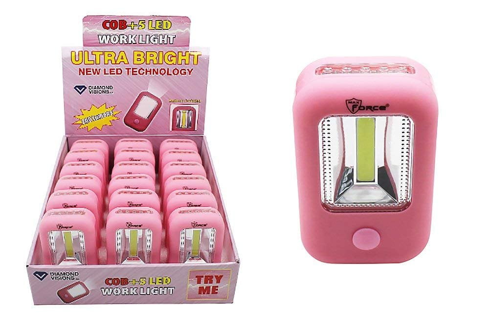 Diamond Visions 08-1711 COB+5 LED Work Light with Hanging Clip in Pink ...