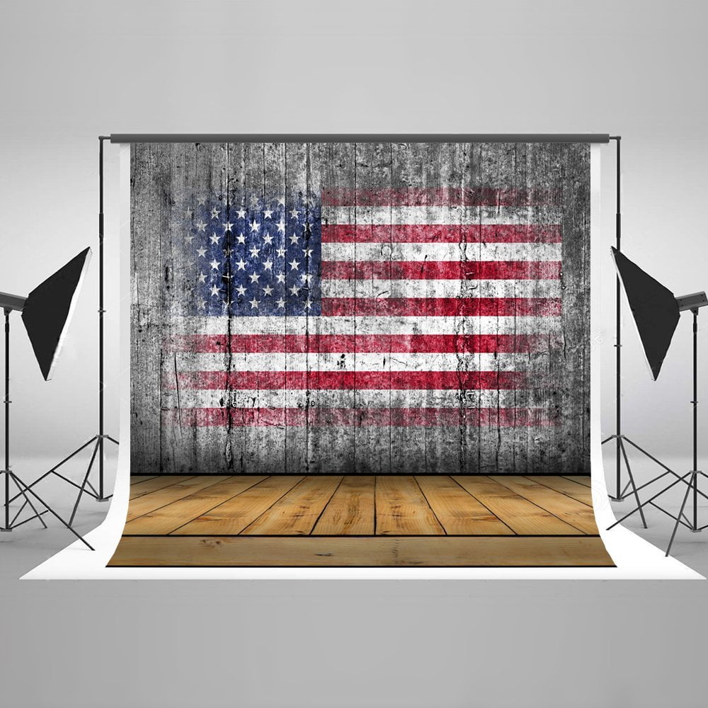 Greendecor Polyester Fabric Backdrop 4th Of July American Flag