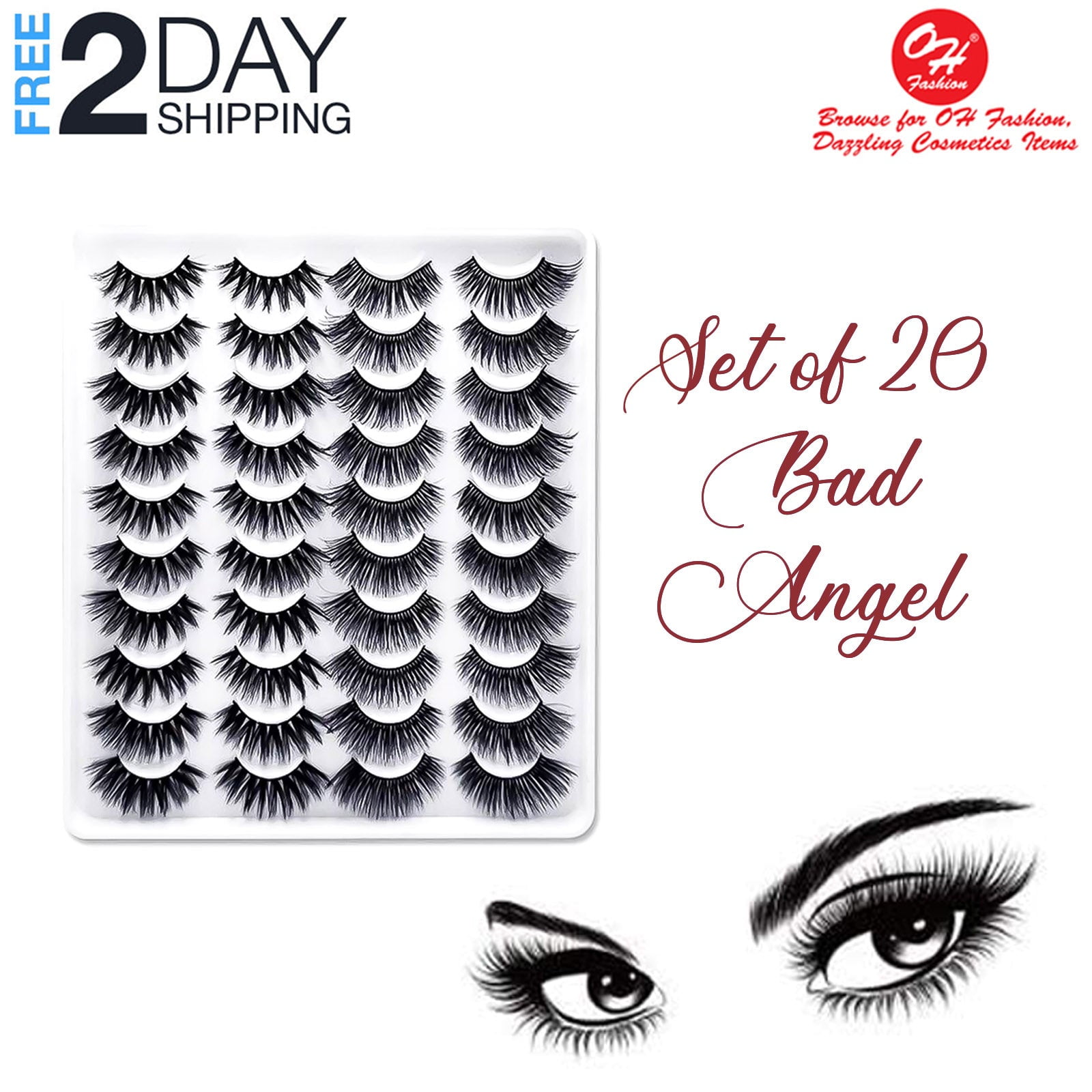 Buy OH Fashion False Lashes Bad Angel Matte Black Faux Mink – Multipack ...