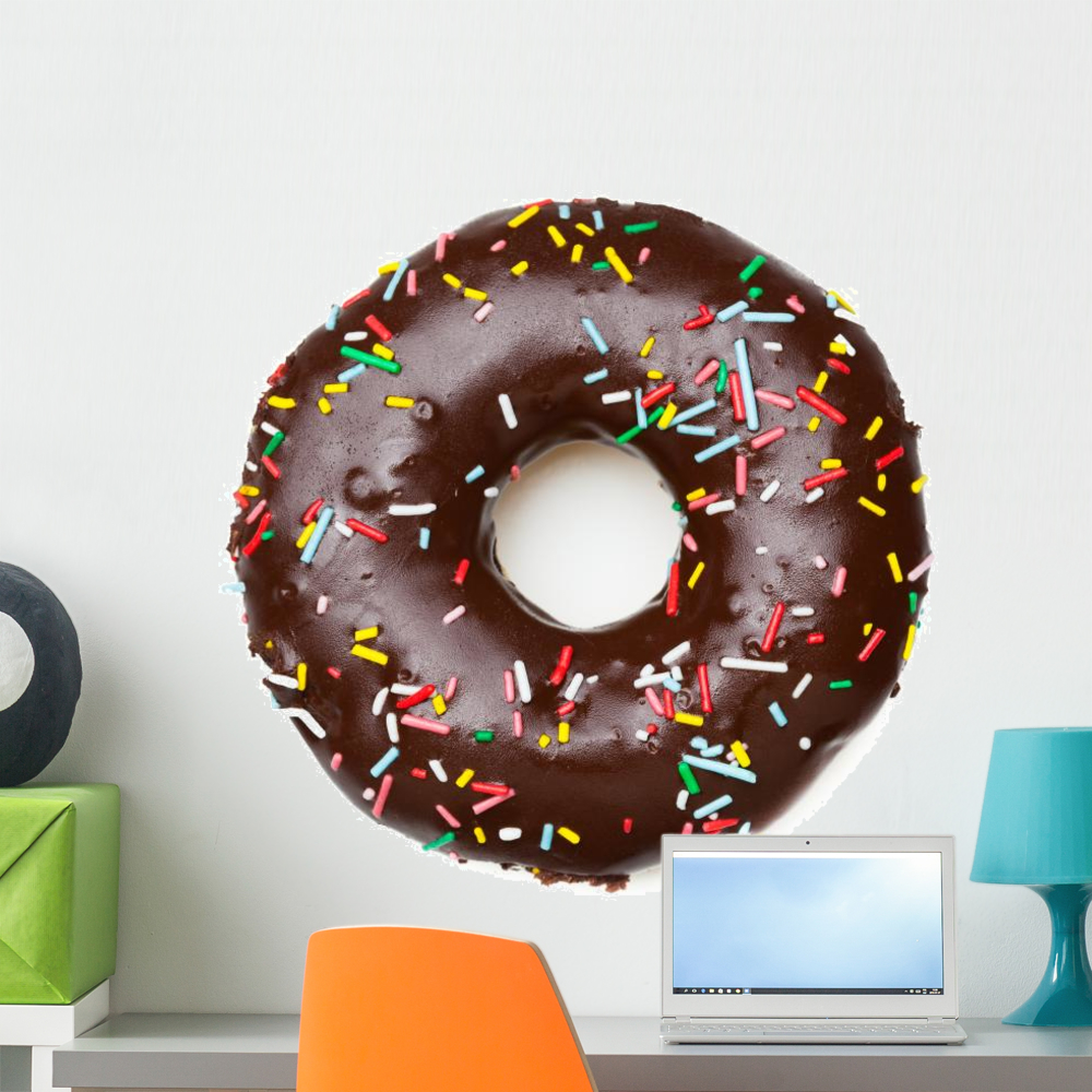 Tasty Chocolate Donut White Wall Mural Decal by Wallmonkeys Vinyl Peel ...