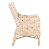 SAFAVIEH Cristen Rattan Parson Chair w/ Cushion, Natural White ...