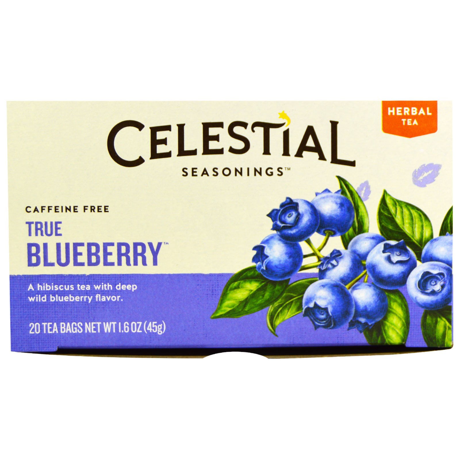 Celestial Seasonings, Herbal Tea, Caffeine Free, True Blueberry, 20 Tea ...