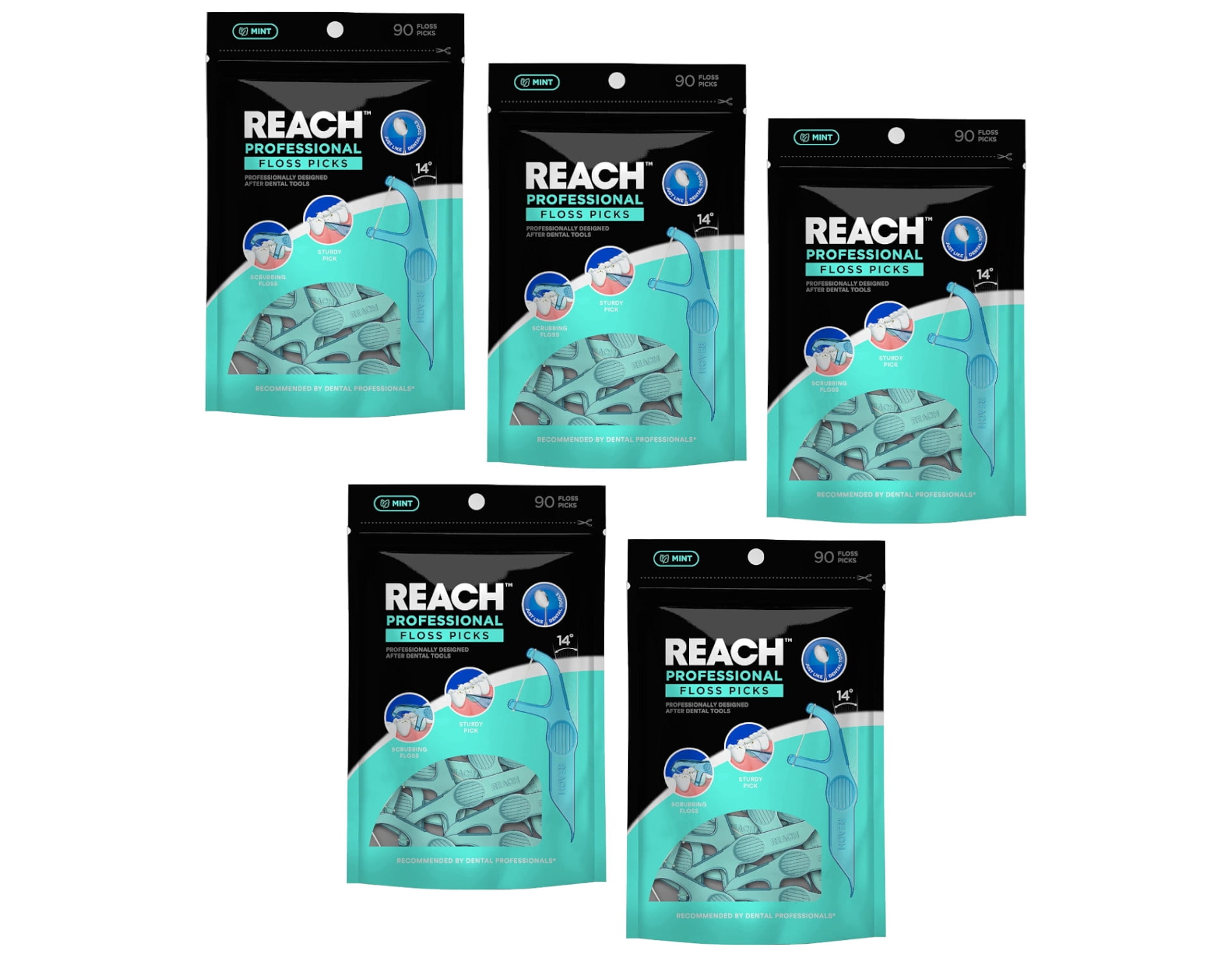 Reach Professional Floss Picks, Mint 90 Count - Pack of 5 - Walmart.com