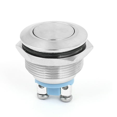 22mm Dia Metal SPST Momentary Pushbutton Switch Panel Mount Flat Head ...