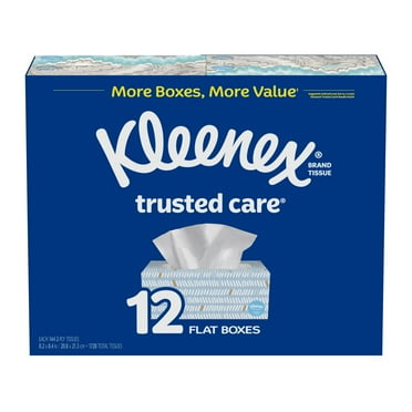 Kleenex Trusted Care 2-ply Facial Tissues, 12 Flat Boxes, 160 Tissues per Box - Walmart.com
