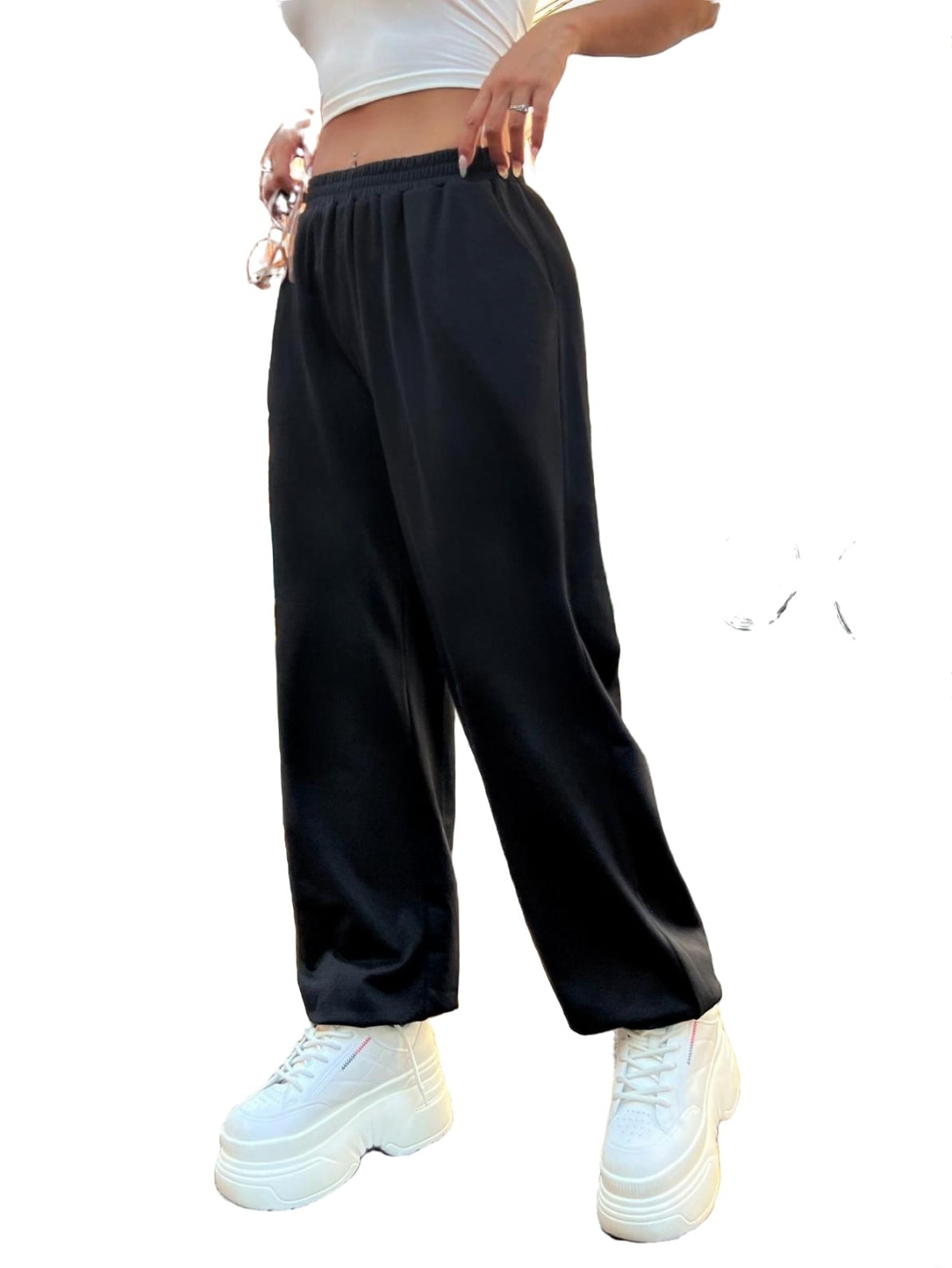 Women's Loose Elastic Waist Jogger Workout Sweatpants XL - Walmart.com