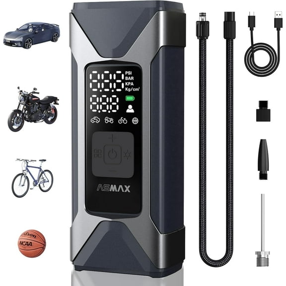 Tire Inflator Portable Air Compressor, High-Speed 150PSI Cordless Air Pump for Car Tires with ...