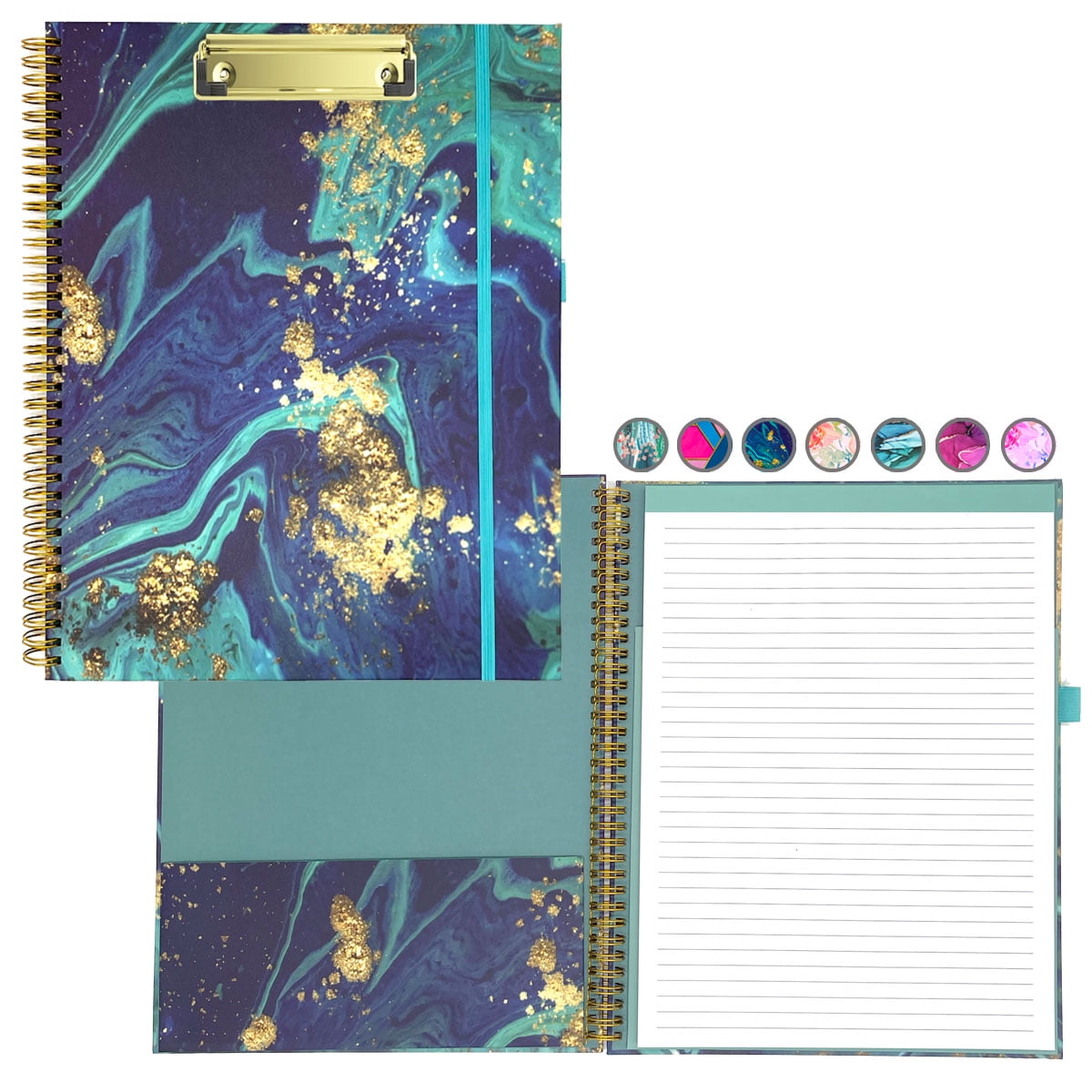 French KOKO Clipboard Notebook Folio, Marble-Blue, Foldable Hardcover ...