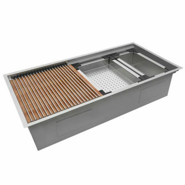 Ruvati RVH8222 33 in. Workstation Two-Tiered Ledge Kitchen Sink ...