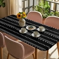 Black Boho Fitted Rectangle Tablecloth 32" x 72" Geometric Stripes ...