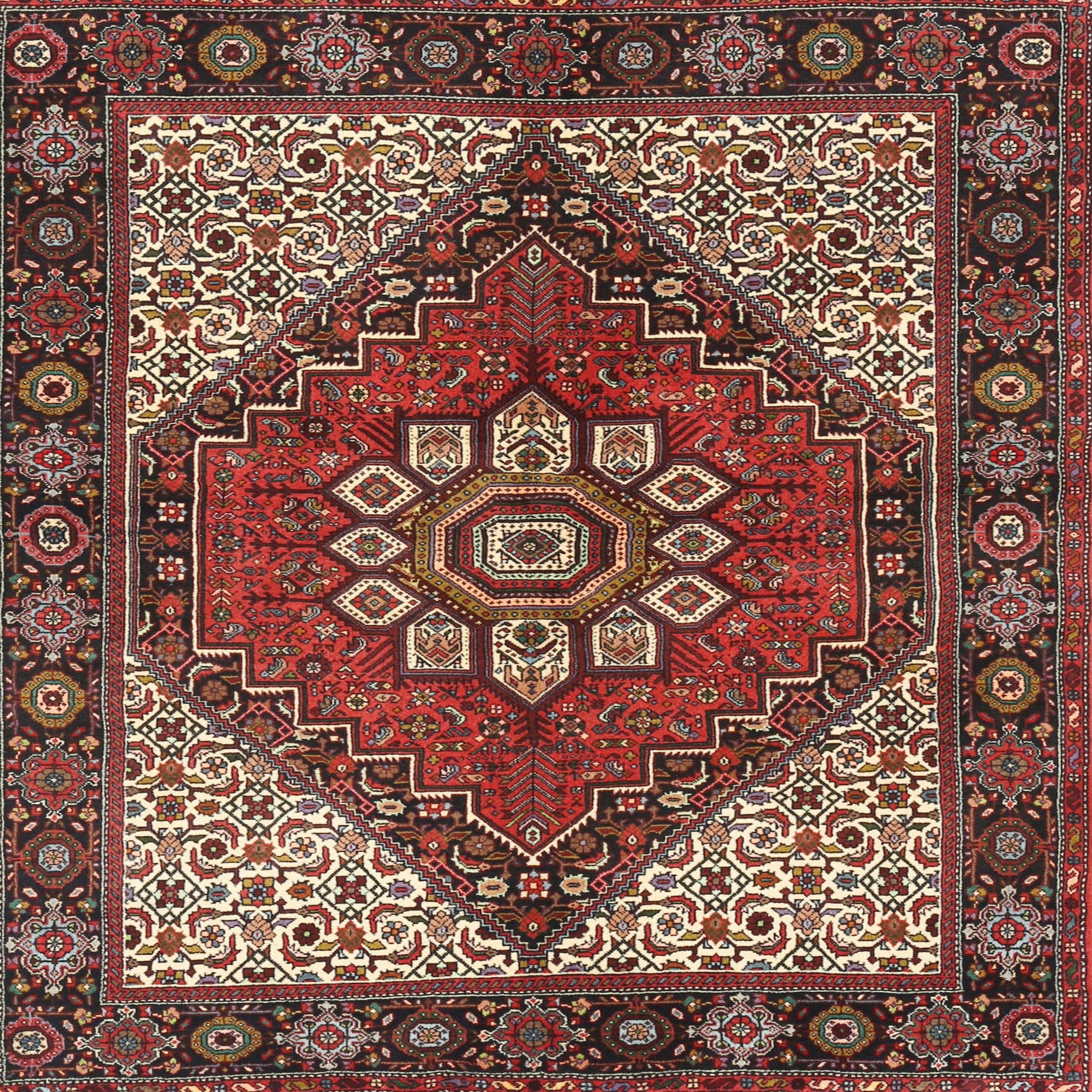 Ahgly Company Indoor Square Traditional Saffron Red Persian Area Rugs ...