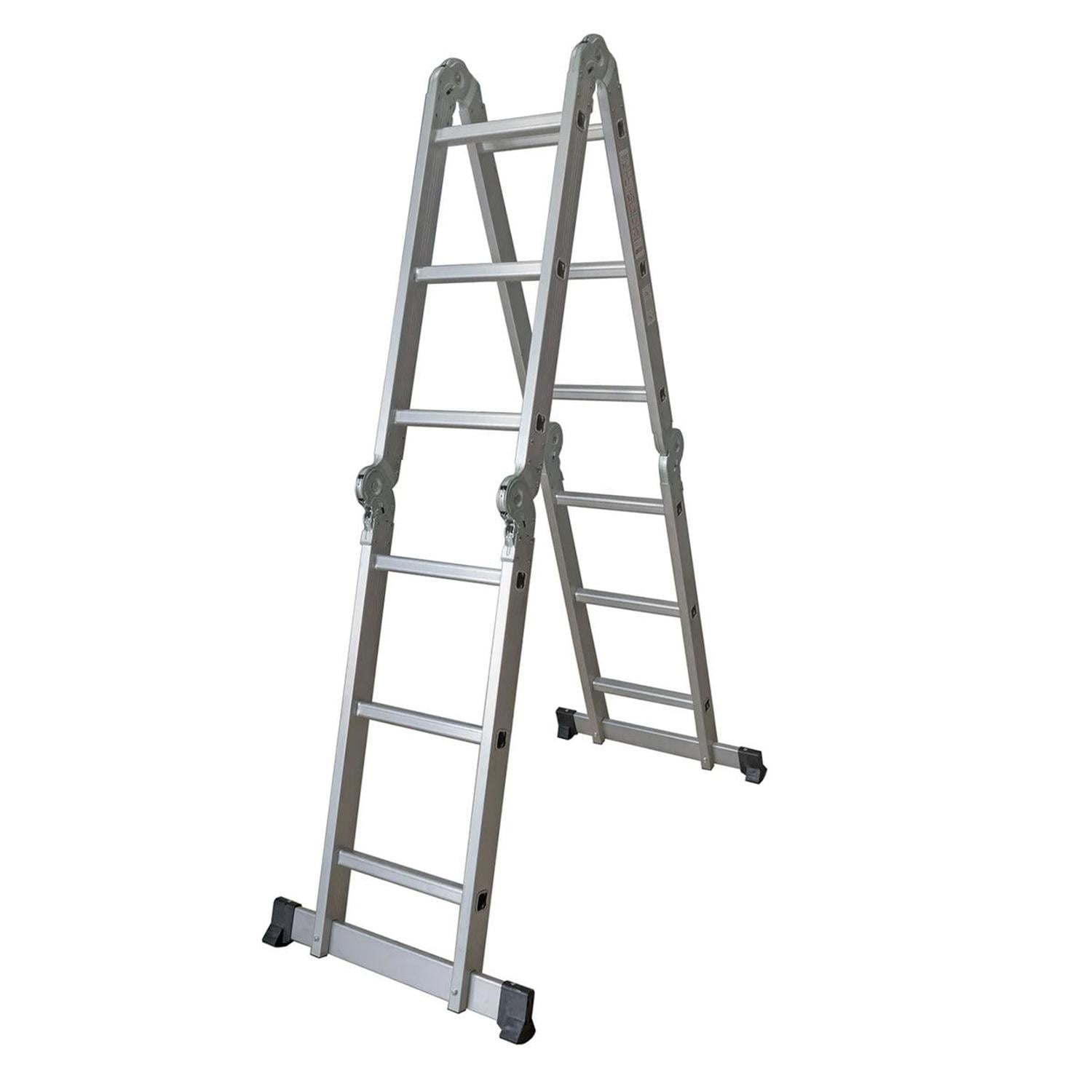 Escalera Multiposiciones De Aluminio Reforzada 12 Escalones plateado ...