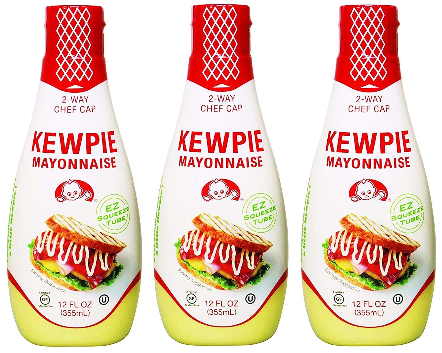 Kewpie Mayonnaise Japanese Mayo Sandwich Spread, 12 oz. Squeeze Bottles ...