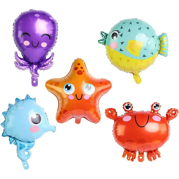 5 Pieces Cartoons Ocean Animals Foil Balloon Large Starfish Crab ...