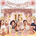 15th Birthday Decorations for Girls, Pink Rose Gold Happy 15 years old ...