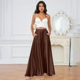 KDDYLITQ Womens Satin Skirts a Line Solid Color Maxi Skirt Silk High ...