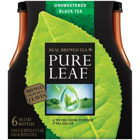 Pure Leaf Unsweetened Real Brewed Tea, 18.5 fl oz, 6 pack - Walmart.com