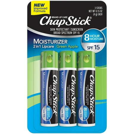 ChapStick Moisturizer (Green Apple Flavor, 0.15 Ounce) Lip Balm Tube ...