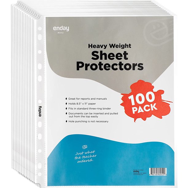 Enday Sheet Protectors A4 Size Heavy Duty Plastic Sleeves for 3 Ring ...