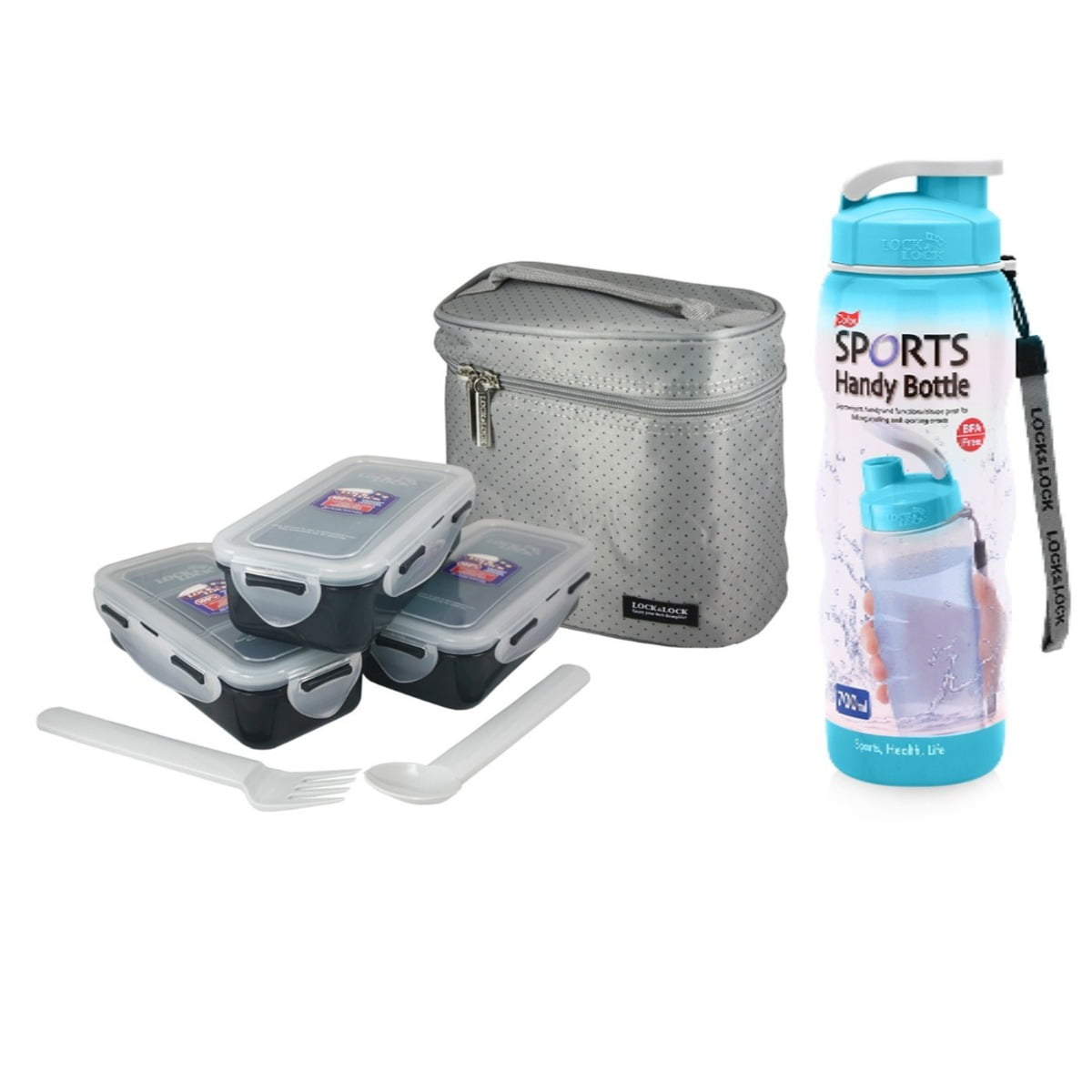 Set De Lonchera Y Botella De Agua Lock & Lock Azul HPL754DG+HAP608G ...