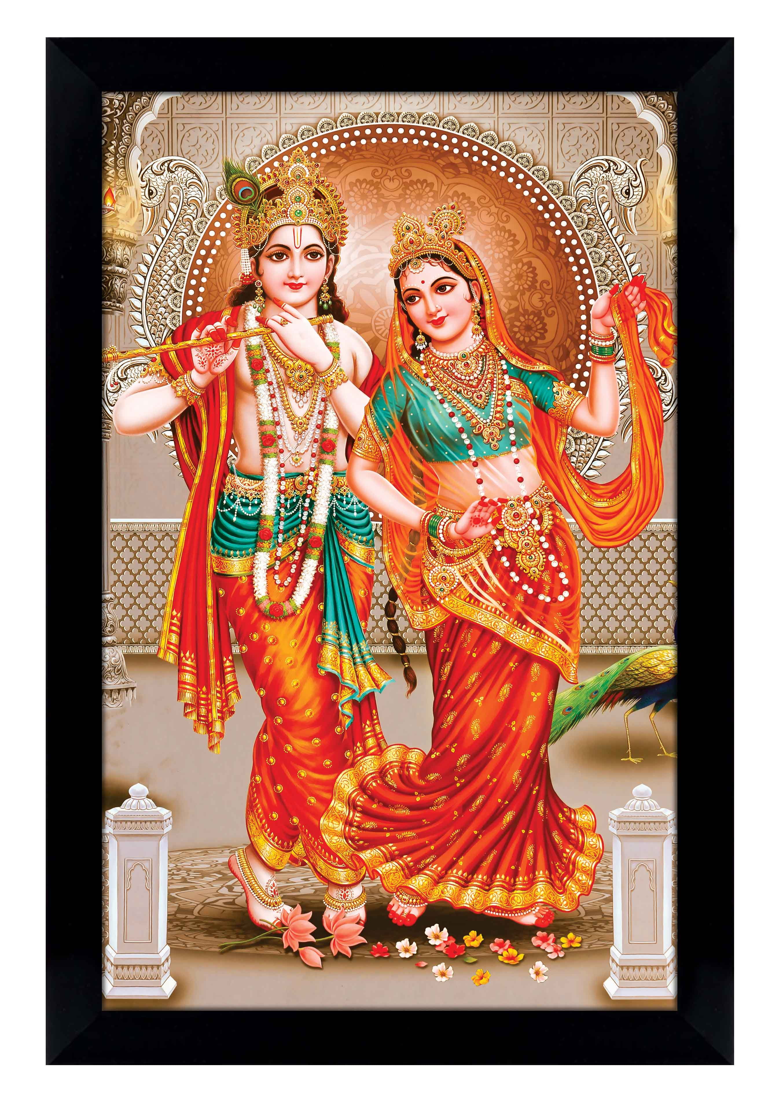 IBA Indianbeautifulart Radha Krishna Picture Frame Religious Poster ...