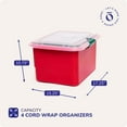 Homz Products Holiday Christmas Light Storage Box Bin w/ 4 Cord Wrap ...