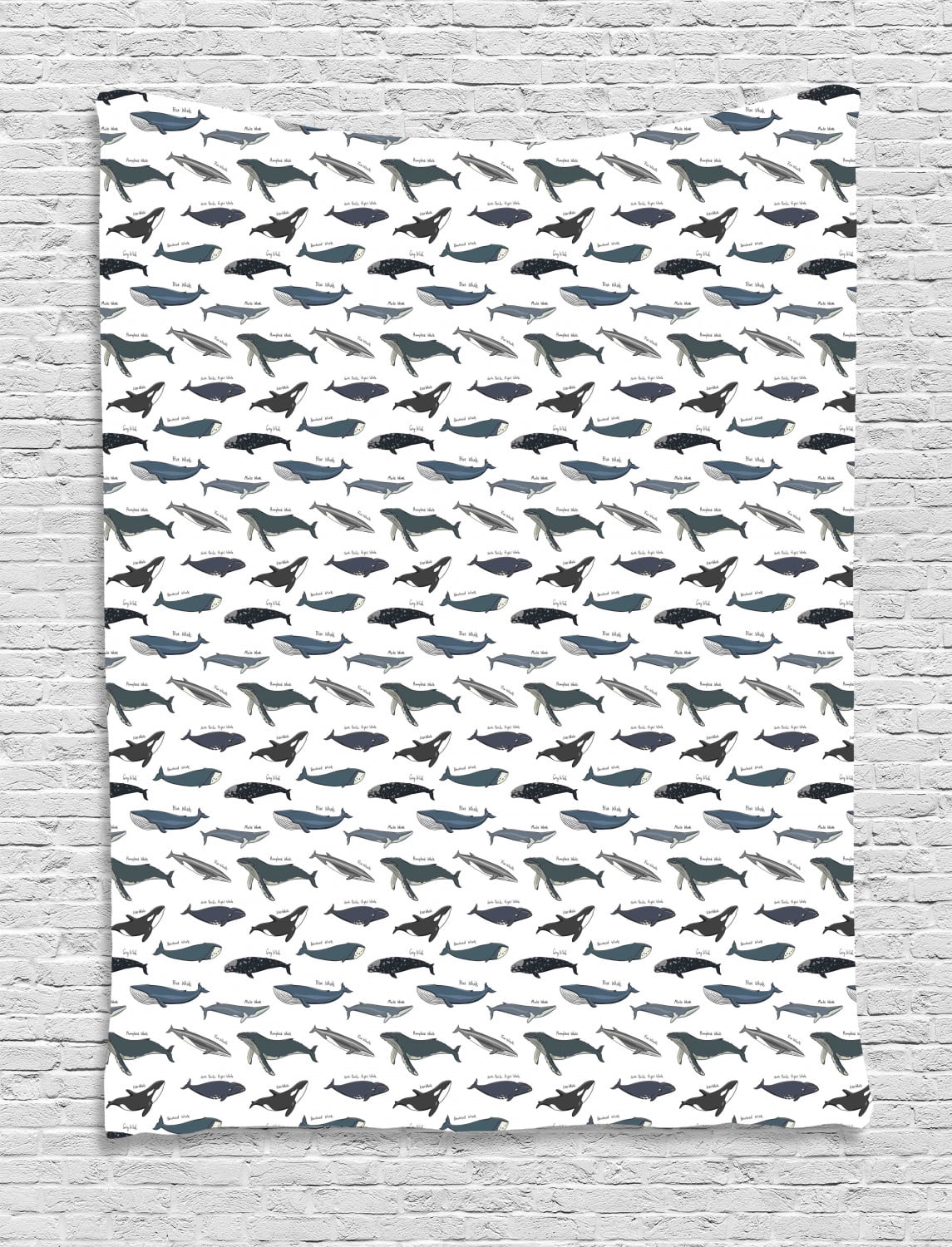 Whales Tapestry, North Pacific Killer Bowhead Humpback Minke Whale ...