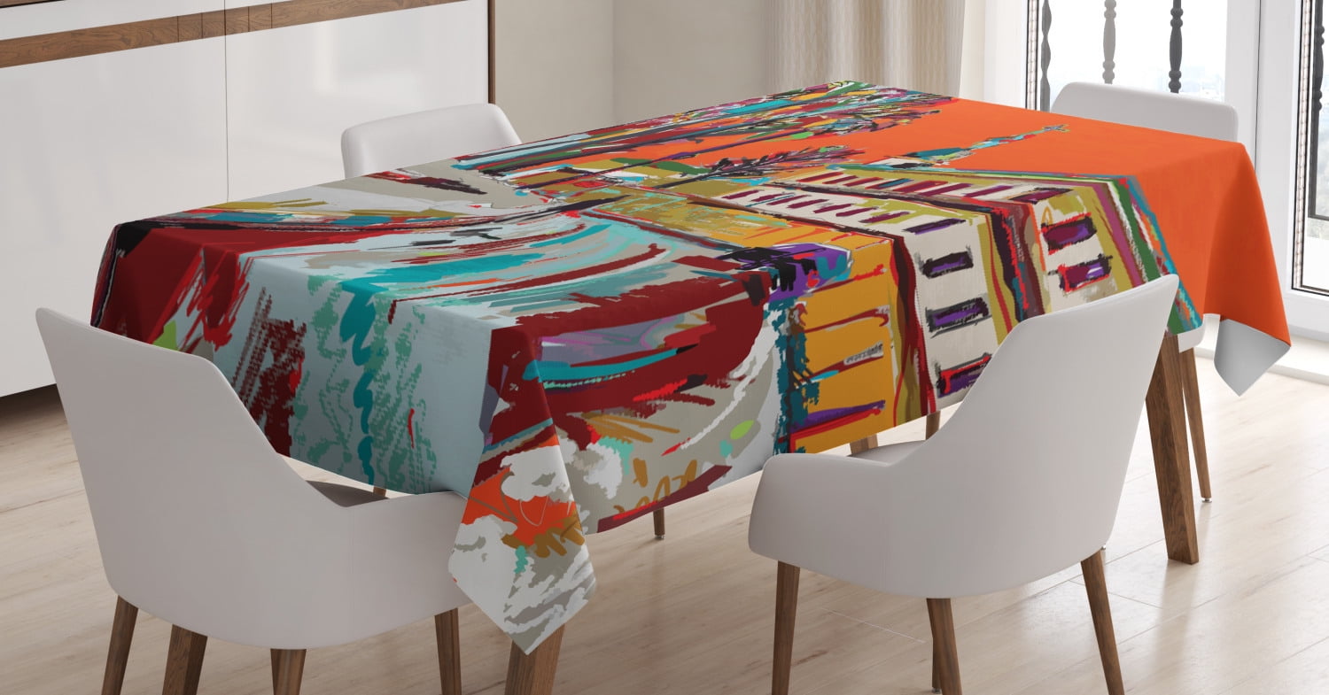 Fine Art Tablecloth, Exquisite Old Historical Town Paint with ...