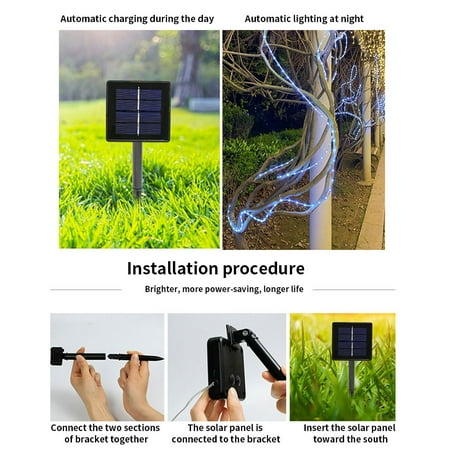 Solar Hose Light String Copper Wire Garden Yard Decor LED Outdoor ...