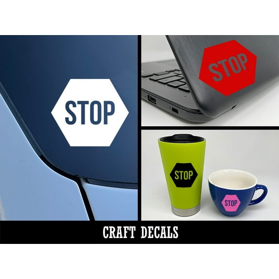 Stop Sign Craft Vinyl Indoor Outdoor Decal Sticker - Silver - 3 Inch ...