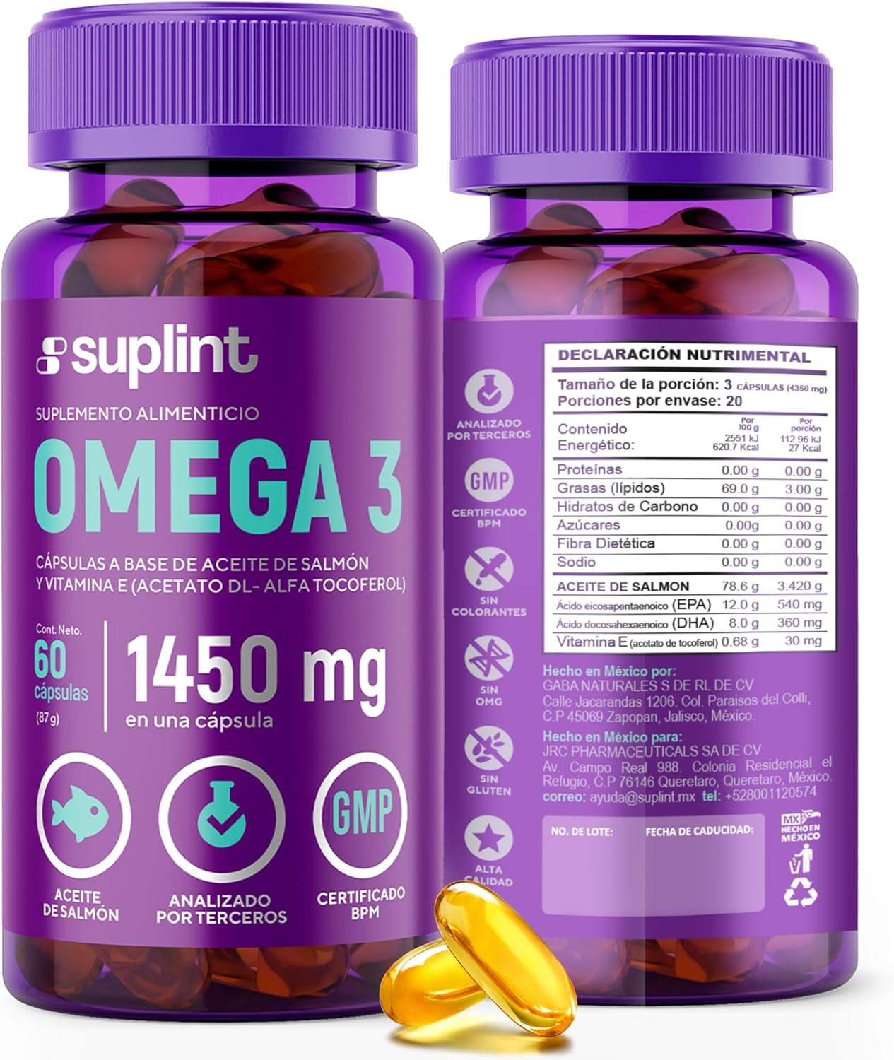 Suplemento de Omega 3 3420 MG con Vitamina E | Suplementos de Aceite de ...