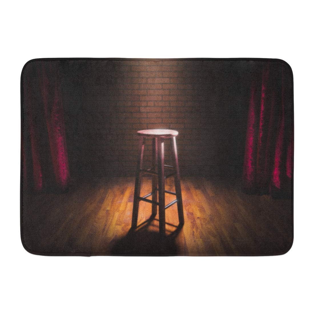 YUSDECOR Show Red Club Wooden Stool on Stand Up Comedy Stage with ...