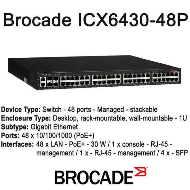 Brocade ICX 6430-48P - Switch -managed - 48x10/100/1000(PoE+) desktop ...