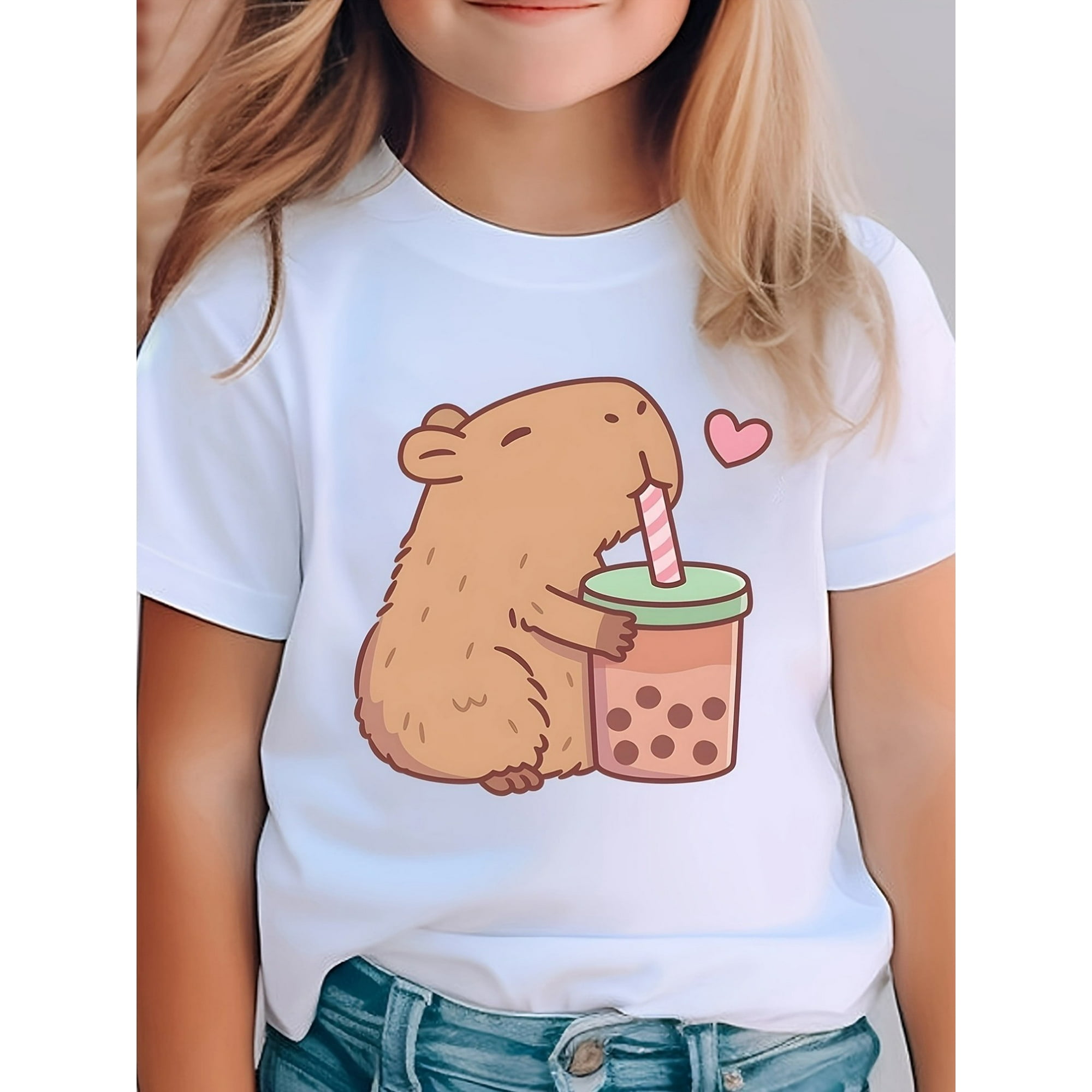 Click here for Generic Adorable Capybara & Bubble Tea Graphic Gir... prices