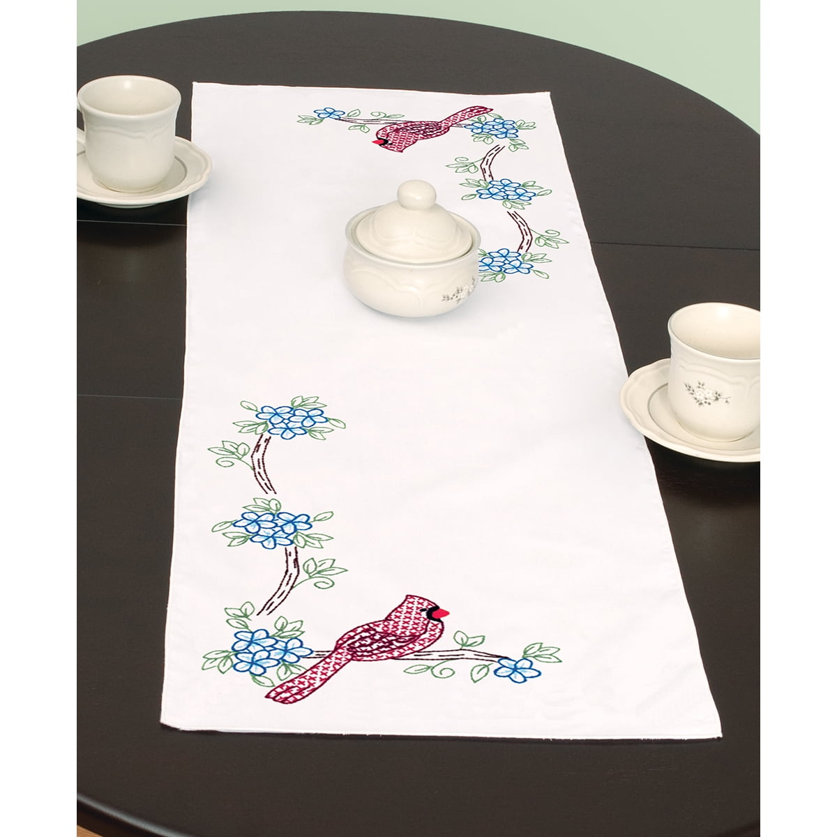 Jack Dempsey Stamped Table Runner/Scarf 15"X42"-Cardinal - Walmart.com