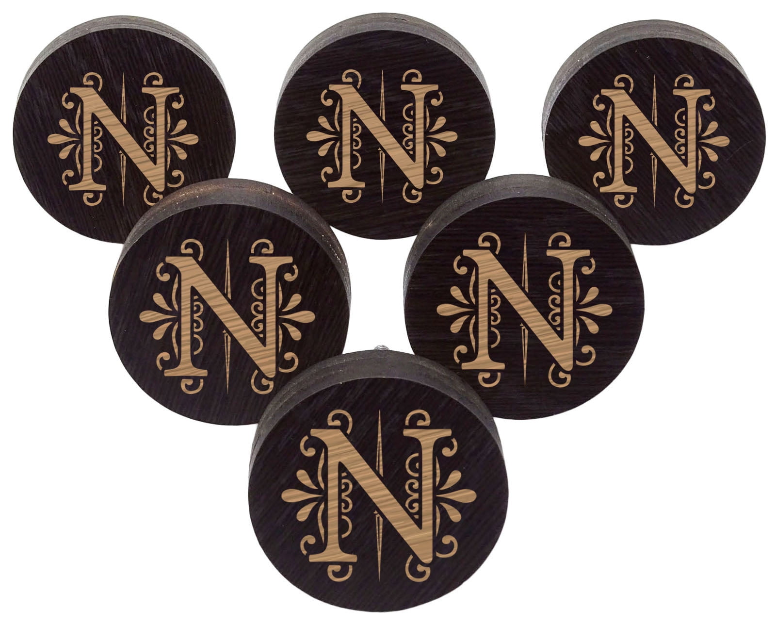 IBA Indianbeautifulart Brown Engraved Knobs 10 Pc Furniture Wooden ...