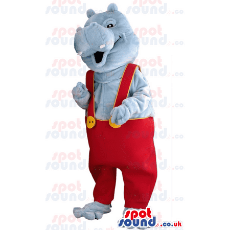 Grey Hippopotamus Boy SPOTSOUND Mascot With Customizable Clothes ...
