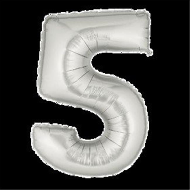 Loftus International B1-5845S Megaloon Number 5 Silver Balloon ...