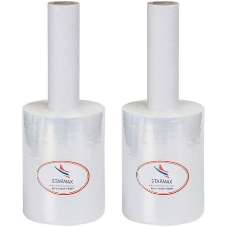 STARMAX Mini Roll Stretch wrap with Easy Grip Handle, Self-Dispensing ...