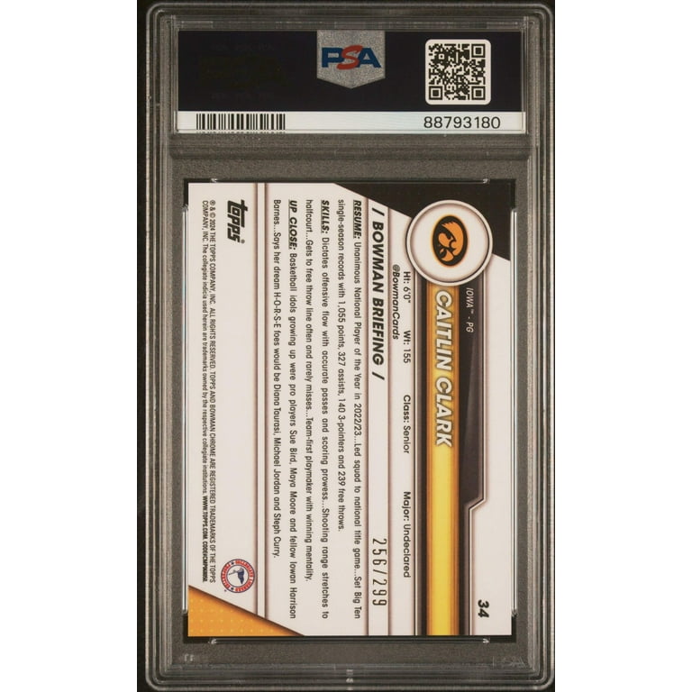 Caitlin Clark Rookie Card PSA 10 Caitlin Clark 2023 Bowman U Chrome ...