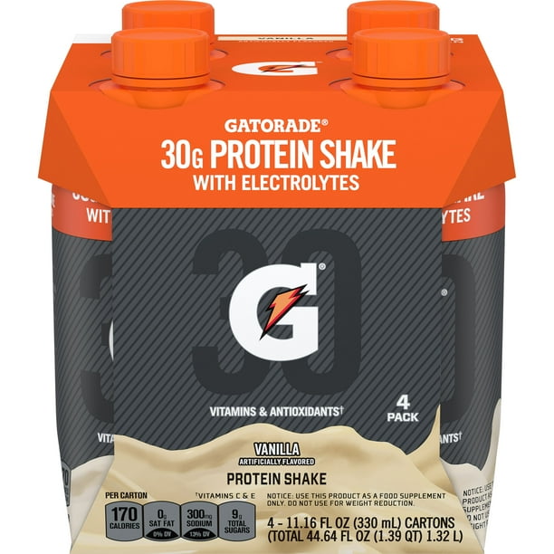 Gatorade Super Protein Shake, Vanilla, 11.6 fl oz, 4 Pack - Walmart.com